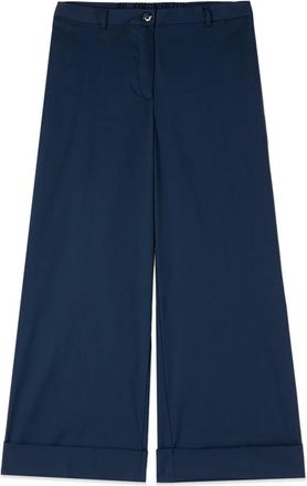 Oltre Femme, Pantalons, Bleu, Taille: 44 FR Pantalon &Eacute;vas&eacute; Court en M&eacute;lange de Coton