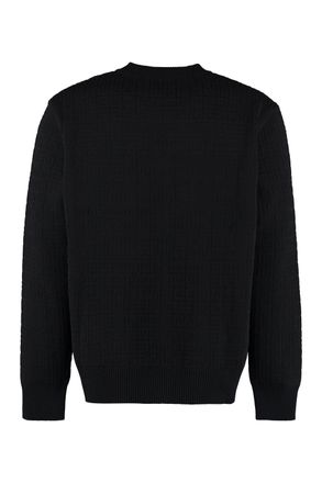 Givenchy Mens Long-Sleeve Crew-Neck Jacquard Sweater Black Wool Sweatshirts
