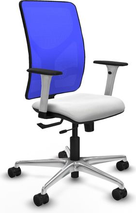 Piqueras y Crespo Stuhl mit Lendenwirbelst&uuml;tze mit wei&szlig;en und schwarzen Armlehnen, ausgestattet mit Syncro/Traslack und Schneideschaum, mit Rollen 65 mm, Nylon, Blau/We