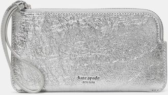 Kate Spade New York Kate Spade Zippy Crinkle Metallic Wristlet f&uuml;r Frauen in Silber | Leder