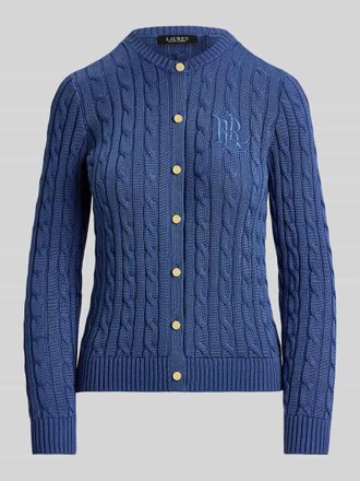 Lauren Ralph Lauren Regular Fit Strickjacke aus reiner Baumwolle mit Logo-Stitching