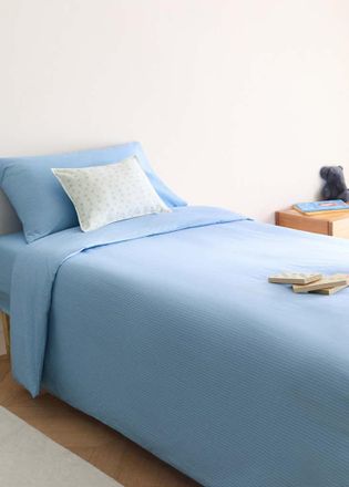 Mango Housse de couette enfant percale rayures chemise Lit 90 cm bleu - Home - Lit 90 cm - MANGO HOME