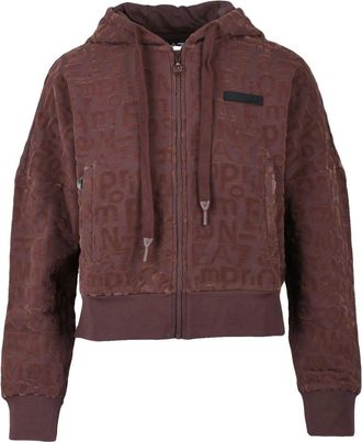 Emporio Armani Emporio Armani Ea7, Femme, Sweatshirts et sweats &agrave; capuche, Rouge, Taille: 42 FR Felpa logo in velluto