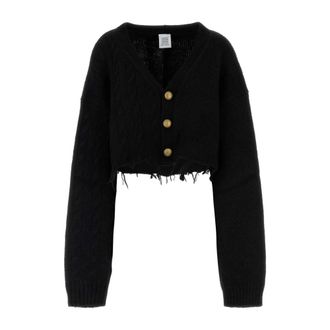 VETEMENTS Femme, Pulls, Noir, Taille: 38 FR Cardigan en maille mélange alpaga noir