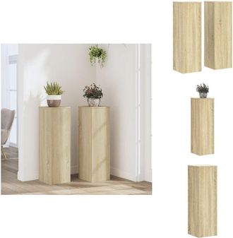 vidaXL Pflanzenst&auml;nder 2 Stk. Sonoma-Eiche 25x25x80 cm Holzwerkstoff - Pflanzenst&auml;nder - Blumenst&auml;nder - Pflanzens&auml;ule - Blumens&auml;ule