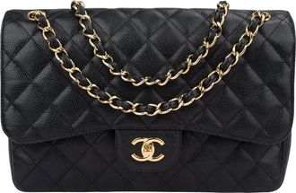Chanel Crossbody Bags - Chanel Quilted Caviar Jumbo Double Flap Crossbody - Gr. unisize - in Schwarz - f&uuml;r Damen