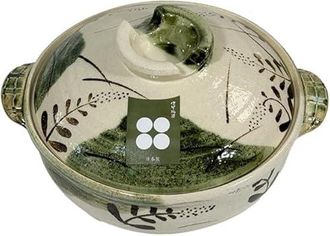 Generic Pot japonais en argile, faitout rond for la cuisine maison, Donabe chaud traditionnel, 25cm - 2-3 portions, Design d&eacute;coratif(C)