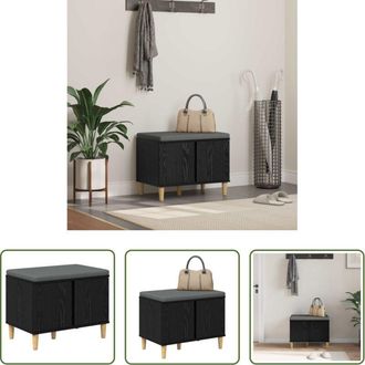 vidaXL Sitzbank - Flurbank mit Kissen mit Speicher Schwarze Eiche 60 x 38 x 46 cm