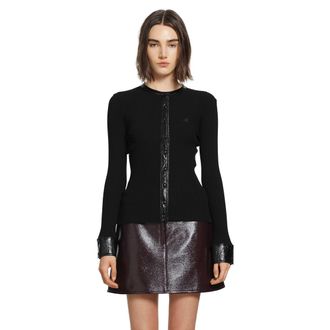 Courr&egrave;ges Vinyl and Knit Cardigan