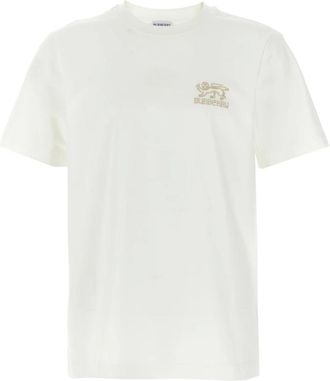Burberry Homme, Tops, Blanc, Taille: XS T-shirt en coton Sp25