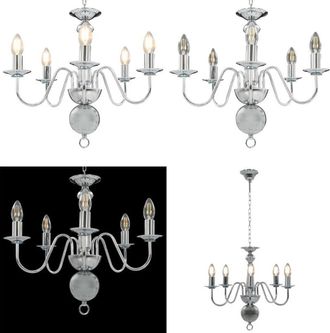 vidaXL Vidaxl - Kronleuchter Silbern 5×E14-Glühbirnen - Kronleuchter - Deckenleuchte - Home & Living - Silber