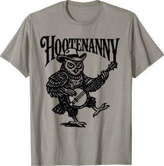 Giant Step Design Co. Hootenanny! Funny Banjo Owl Country Bluegrass Cottagecore T-Shirt