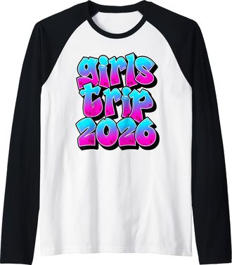 BDAZ 2026 Gruppenreise, Graffiti-Design f&uuml;r M&auml;dchen, Blau/Rosa Raglan