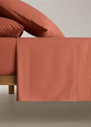 Mango Drap plat percale de coton lit 135/140 cm rose g&eacute;ranium - Home - Lit 135/140 cm - MANGO HOME
