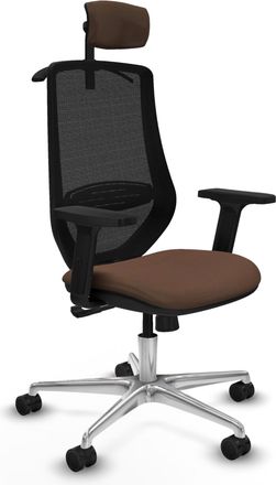 Piqueras y Crespo B&uuml;rostuhl f&uuml;r Lendenwirbels&auml;ule mit 2D-Armlehnen und Kopfteil, h&ouml;henverstellbar und neigbar. Ausgestattet mit 4 Positionen und injiziertem Schaum. Sch