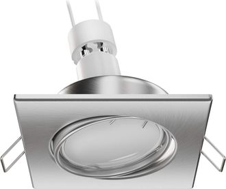 LEDs Com Deckeneinbaustrahler RIR Einbaurahmen chrom matt eckig schwenkbar + LED Lampe warmwei&szlig; 3-Stufen Dimmen 500lm