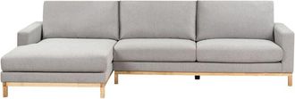 Beliani 4-Sitzer Ecksofa Rechts Grau Stoffbezug mit Breiten Hohen Armlehnen Hohe R&uuml;ckenlehne Diecke Sitzkissen Modern Wohnzimmer Stoffsofa