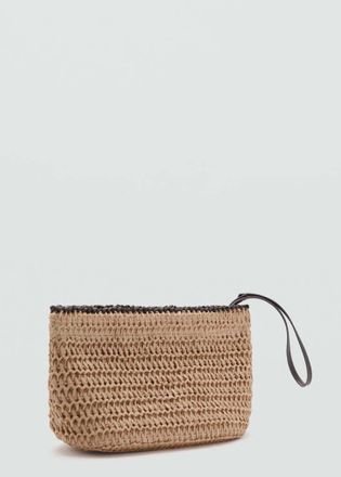 Mango Pochette fibres naturelles beige - Femme - Taille unique - MANGO