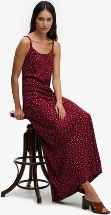 Superdry Robe caraco longue &agrave; petites fleurs - Rouge bordeaux