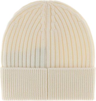 Moncler HAT Virgin Wool Ribbed Beanie - White