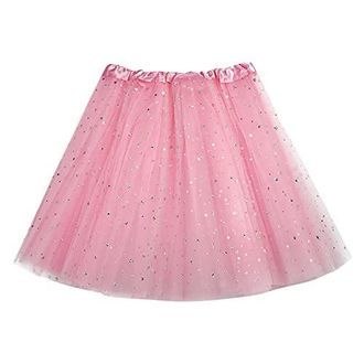Generic Jupe Paillette Femme Short Sequin Jupe Tutu avec Paillettes Trois &Eacute;toiles pour Danse Adultes, Jupe Mesh pour Performance