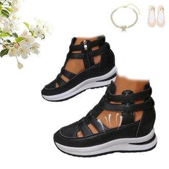 Generic Sandales compens&eacute;es confortables et l&eacute;g&egrave;res avec fermeture &eacute;clair lat&eacute;rale pour femme, baskets compens&eacute;es respirantes &agrave; bout ferm&eacute;, baskets romaines c