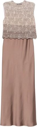 D.exterior Femme, Robes, Brun, Taille: 40 FR Robe de Soir&eacute;e Sans Manches Orn&eacute;e