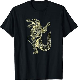 Seembo Alligator spielt Gitarre Krokodil Gitarristen Rockmusiker T-Shirt