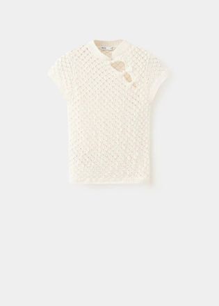 Mango Top maille ajour&eacute;e &eacute;cru - Femme - XXS - MANGO