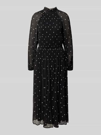 Comma Midikleid im Allover-Look mit Plisseefalten