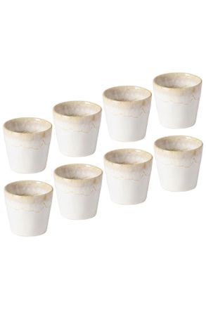 Costa Nova Espressotassenset Grespresso, Wei&szlig;, Holz, Keramik, 8-teilig, Eiche, 80 ml, Handmade in Europe, Kaffee & Tee, Tassen, Kaffeetassen-Sets