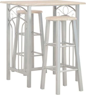 vidaXL 3-tlg. Bar-Set Holz und Stahl - Vidaxl
