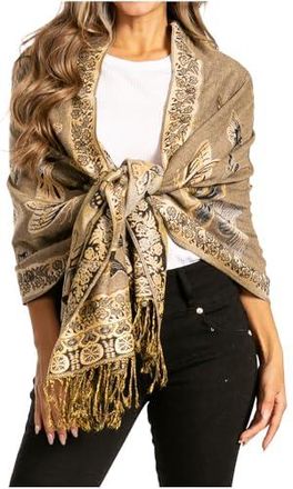 Sakkas 16126 - Liua long large Tiss&eacute; Conception model&eacute;e Multicolore Pashmina Shawl/Scarf - Beige - OS