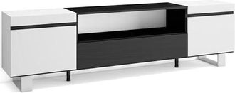 Skraut Home | TV-Schrank, Lowboard | f&uuml;r Wohnzimmer und Esszimmer | 200x57x35cm | F&uuml;r TV-Ger&auml;te bis zu 80 | Industriedesign | Moderner Stil | Wei&szlig; und Schwarz