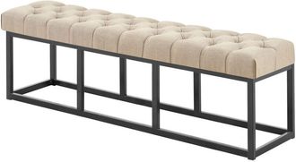 Clp Banc de design Chesterfield en tissu et banc de m&eacute;tal noir Couleur : Toilette