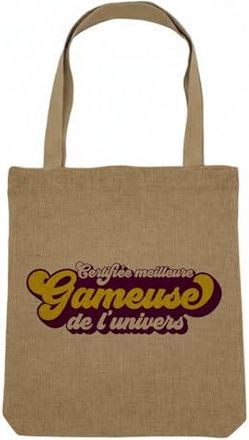 Fabulous Sac Shopping Tote Bag Aspect Lin - Certifi&eacute;e meilleure Gameuse de lunivers Jeux Vid&eacute;o Gamer Retro Gaming PC - Sac de Courses Toile Epaisse 360g Beige 