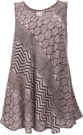 Guru Shop Boho Blusentop, Leichtes Longtop Blockdruck - Anthrazit, Damen, Baumwolle, Size:M