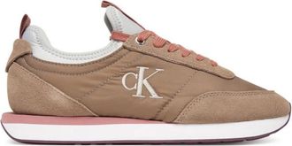 Calvin Klein Damen Retro Runner Sock Laceup Mix Mat Yw0Yw02060 Low Top, BEIGE (Desert Taupe/Blush/Bordeaux), 36 EU