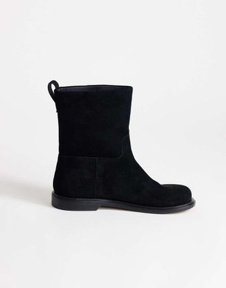 Topshop Pascal bottines en cuir v&eacute;ritable noires