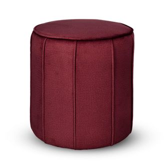 MG Design Runder Sitzhocker 42 x 45,5 cm in Burgunderrot mit Ziern&auml;hten - Gepolsterter Polsterhocker mit F&uuml;&szlig;en f&uuml;r Wohnzimmer oder Schlafzimmer