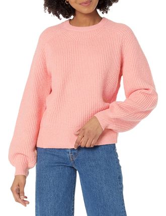 Amazon Essentials Damen Rippstrick-Pullover mit Rundhalsausschnitt, Pfirsich, XXL