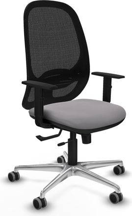 Piqueras y Crespo Schreibtischstuhl, Grau, Rollen mit 1D-Armen, h&ouml;henverstellbare Lendenwirbelst&uuml;tze, ausgestattet mit Syncro/Translack und Schneideschaum, Schwarz/Grau