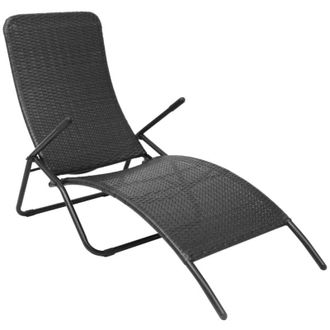vidaXL Vidaxl - Chaise longue pliante Rotin synth&eacute;tique Noir