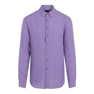 Giorgio Armani Homme, Chemises, Violet, Taille: 3XL Chemise coupe r&eacute;guli&egrave;re en lin
