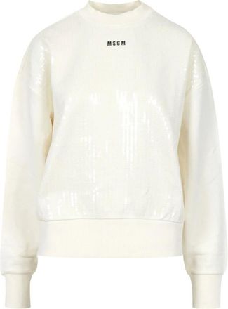 Msgm Msgm, Femme, Sweatshirts et sweats &agrave; capuche, Beige, Taille: 40 FR SweaT-shirt &agrave; sequins