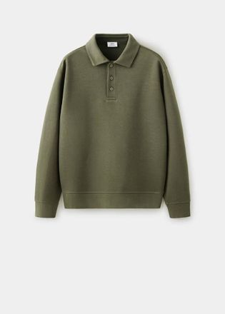 Mango Sweat &agrave; col polo coupe regular fit kaki - Homme - XXL - MANGO MAN