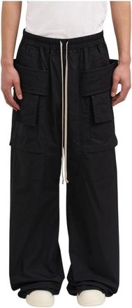 Rick Owens Femme, Pantalons, Noir, Taille: 38 FR Creatch Wide Cargo Drawstring