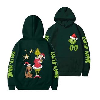 Generic Le Grinch Sweat A Capuche Femme Femmes Noël Moche De Sweatshirts Hiver Vetement 2025 Pull Polaire Pulls Sweet The Pilou Noel Plaid Deguisement Vêtemen