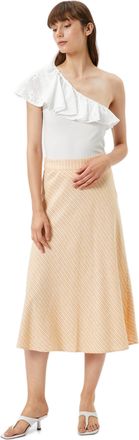 Koton Linen Mix Medium Rise A Line Midi Skirt
