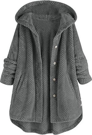 Generic Veste douce et chaude pour femme taille plus avec capuche - Vestes en polaire style teddy pour femmes - Veste matelass&eacute;e taille plus - Veste en flanel